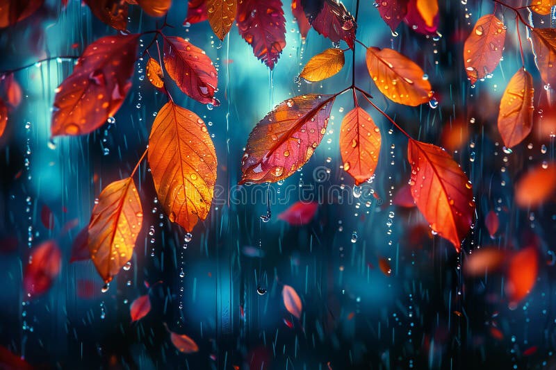 Leaves Fall from Window on Rainy Gloomy Fall, High Quality, High ...