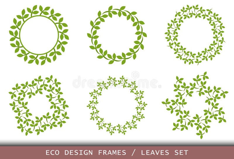 Illustration of Leaves Floral Circular Frame. Vector Illustration Set ...