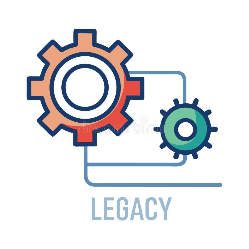 Illustration of Legacy Gears Connected, Symbolizing Outdated Systems ...