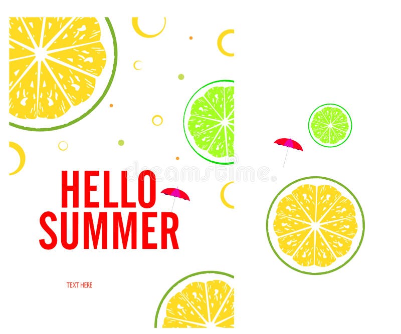 Illustration of Lemon Slice Summer Time Greeting Background Stock ...