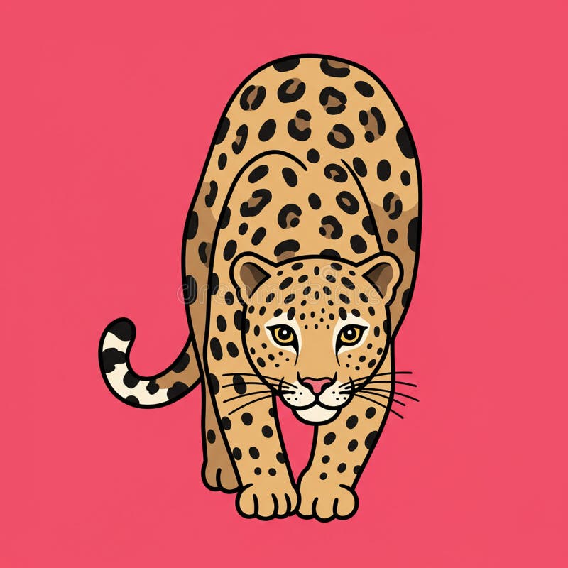 Illustration of a Leopard (Panthera Pardus) in a Crouching Position on ...