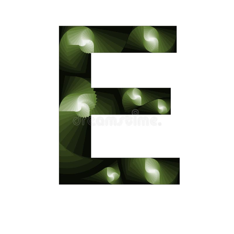 Illustration with the Letter E in Abstract Style and Green Gradient ...