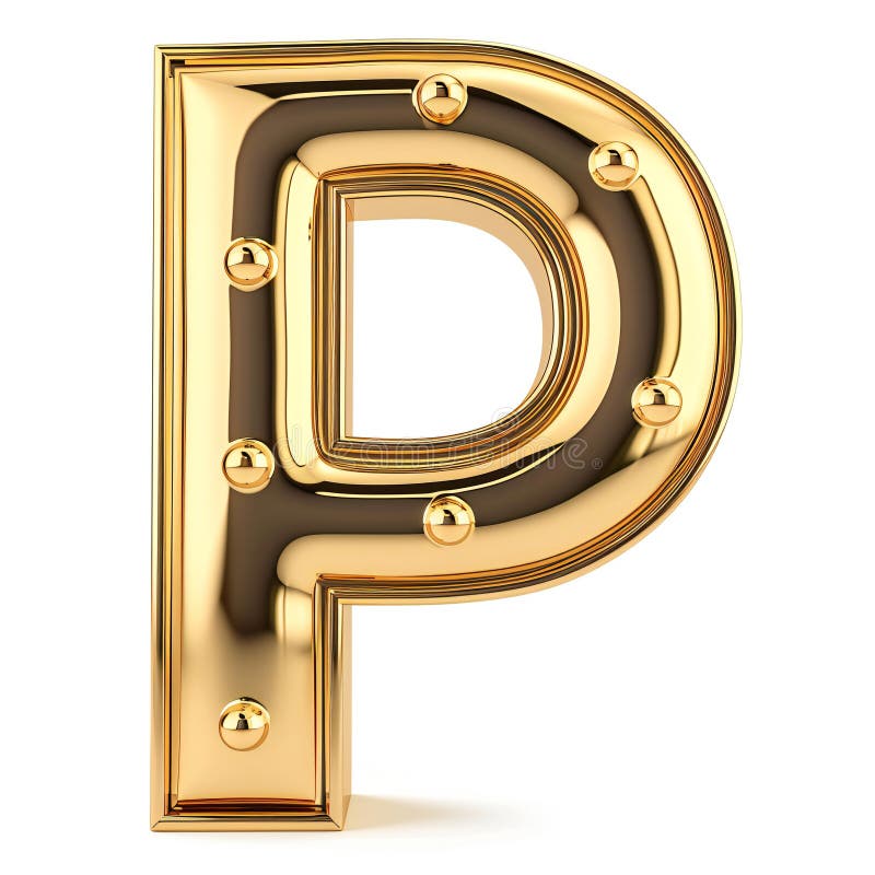 Letter P from Gold Solid Alphabet, Stock Illustration - Illustration of ...