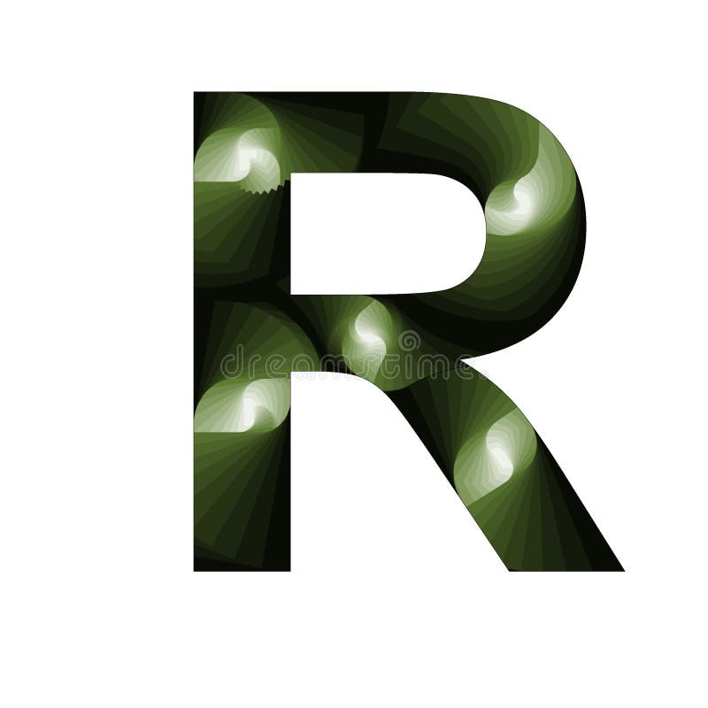 Illustration with the Letter R in Abstract Style and Green Gradient ...