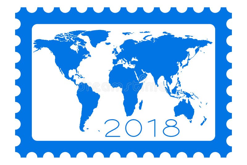 World map on stamp stock vector. Illustration of clip - 41638403