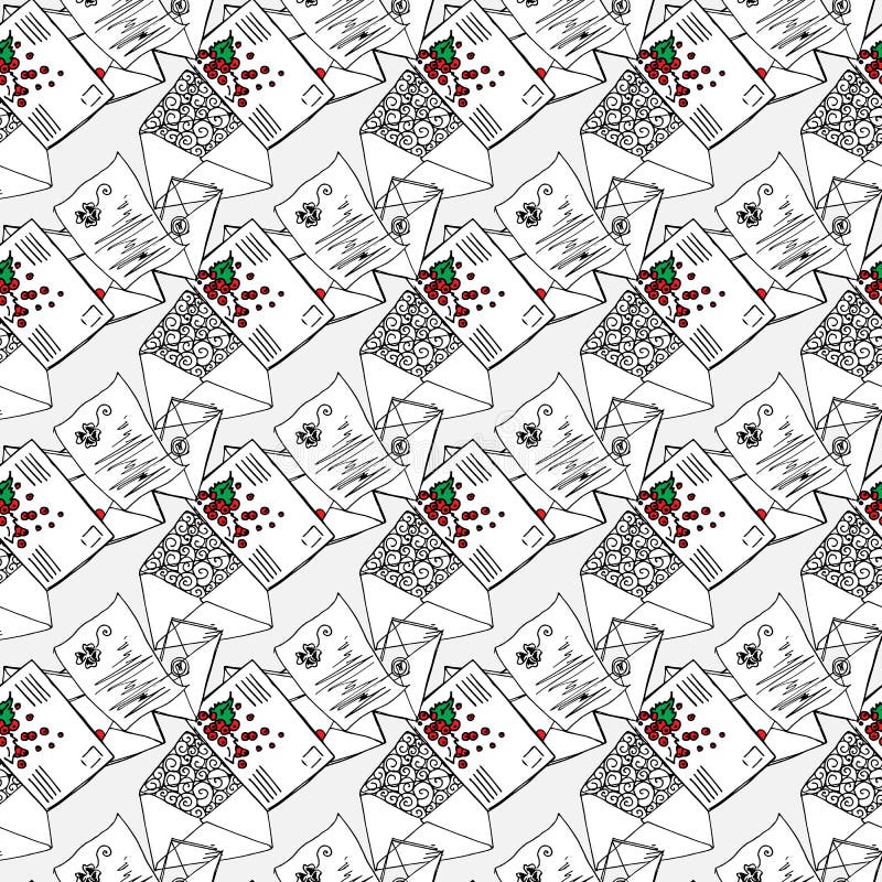 Illustration of Letters and Envelopes. Romantic Messages. Seamless ...