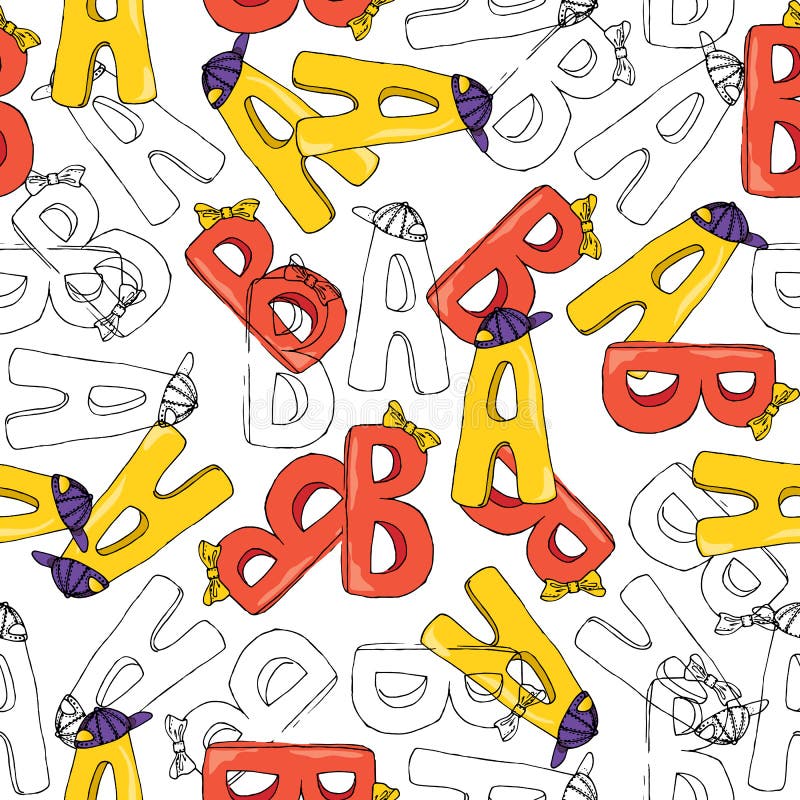 Illustration of Letters. Seamless Pattern. Colorful Letters a and B ...