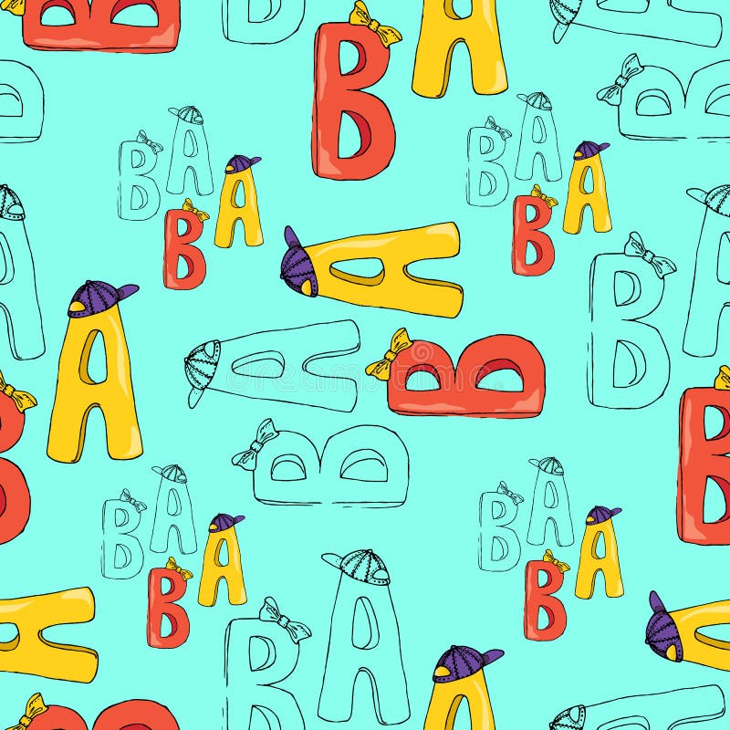Illustration of Letters. Seamless Pattern. Colorful Letters a and B ...