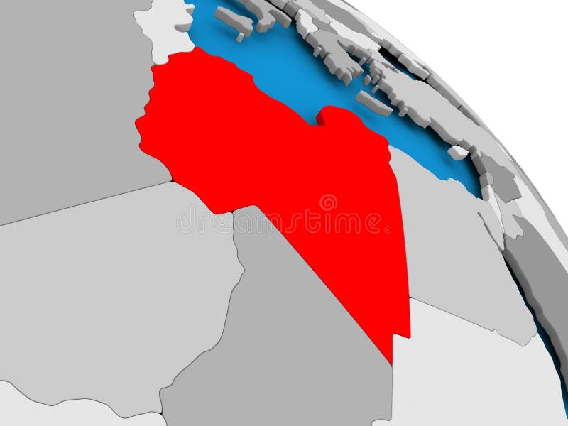 Libya in red on map stock illustration. Illustration of object - 100371818