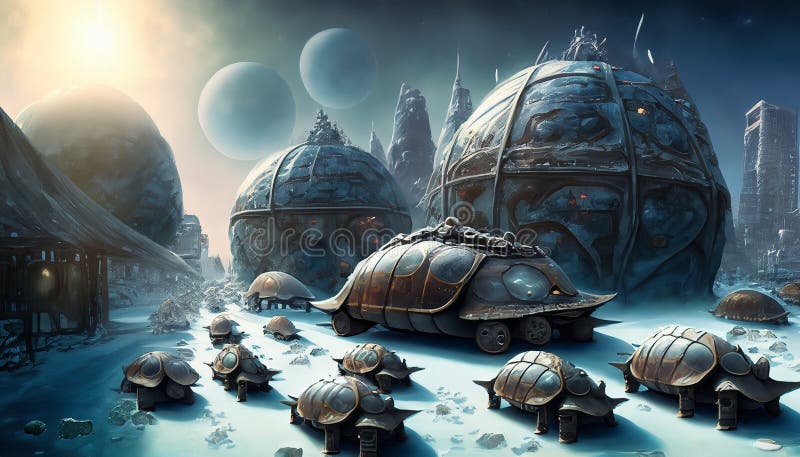 Illustration of Life in Space on an Alien Planet Stock Illustration ...