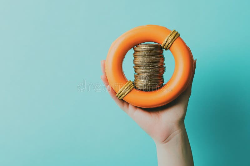 An Illustration of a Lifebuoy and a Stack of Coins, Conveying the Idea ...