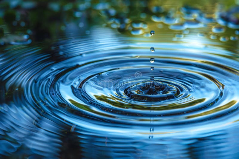 Light Blue Background, Ripples in Water, Circular Pattern, Top View ...