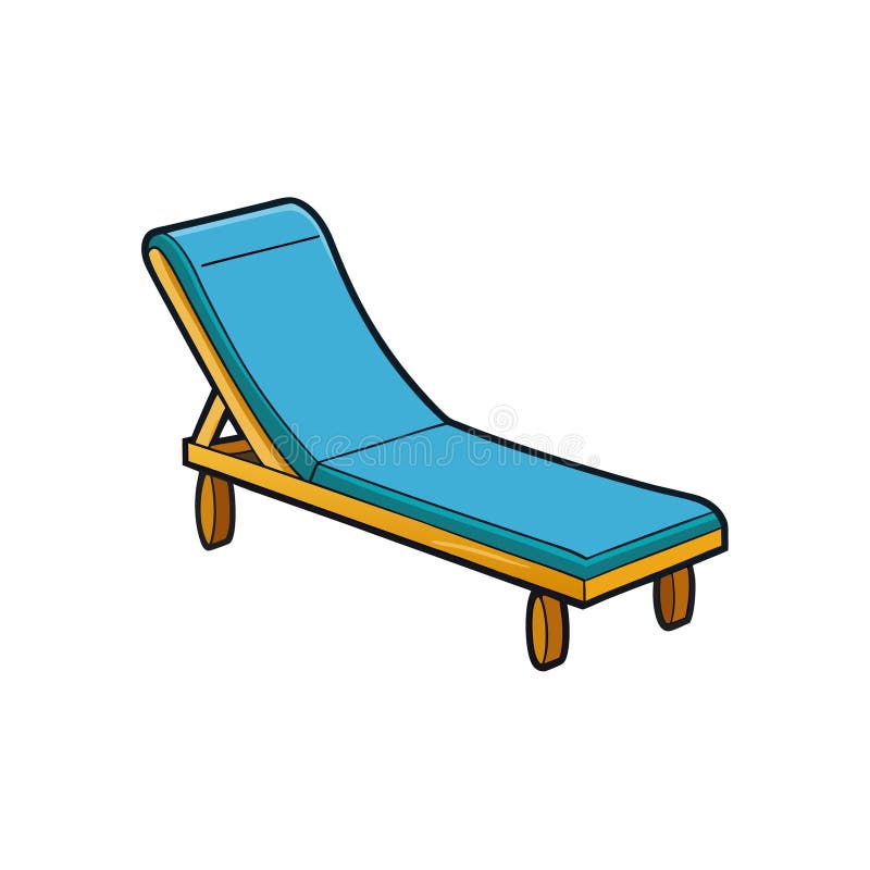Illustration of Light Blue Colored Beach Lounge Chair on White Stock ...