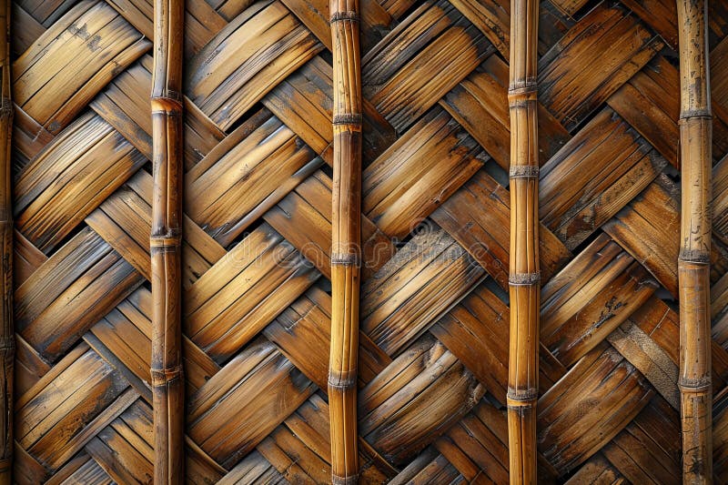 Illustration of Light Brown Bamboo Chevron Wicker Pattern Background ...