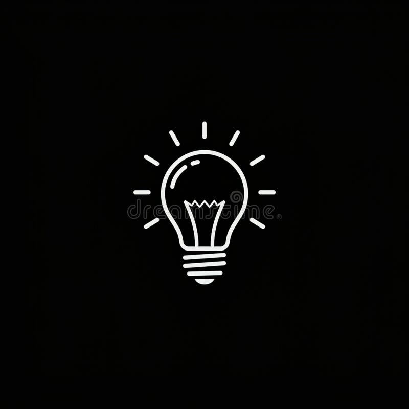 Illustration of a Light Bulb in a Black and White Color Scheme. the ...