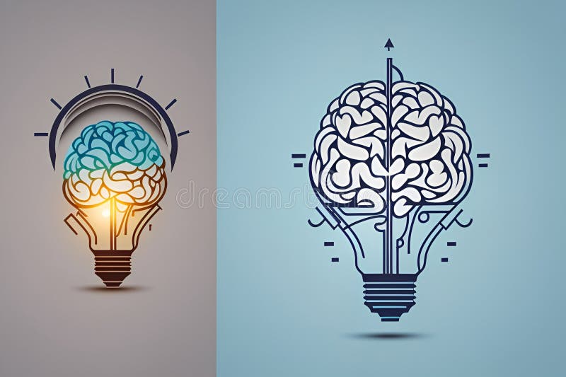 Illustration of Light Bulb with a Brain Inside. Stock Illustration ...