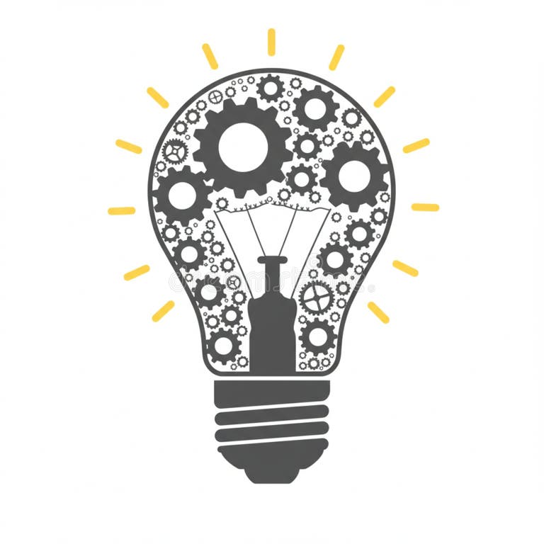 Illustration of a Light Bulb Composed of Interlocking Gears and Cogs ...