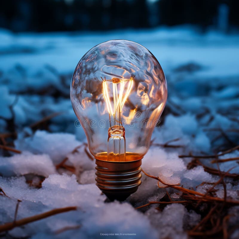 Illustration of a Light Bulb Sitting in the Foreground of a Winter ...