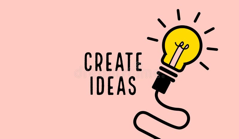 An Illustration of Light Bulb with Text CREATE IDEAS Stock Illustration ...