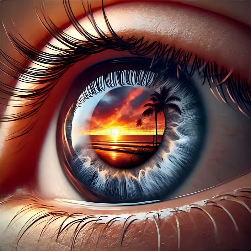 Illustration of a Light Source Reflected in the Eye Stock Illustration ...