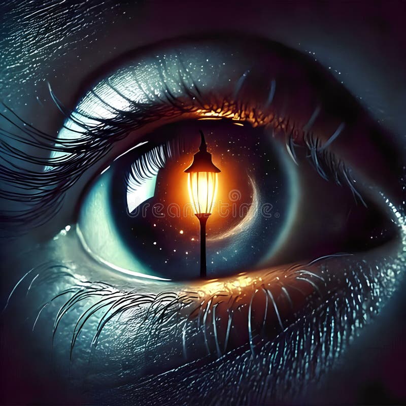 Illustration of a Light Source Reflected in the Eye Stock Illustration ...