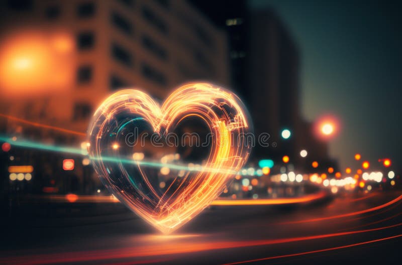 Illustration with Light Trace Effect in the Shape of a Heart in the ...
