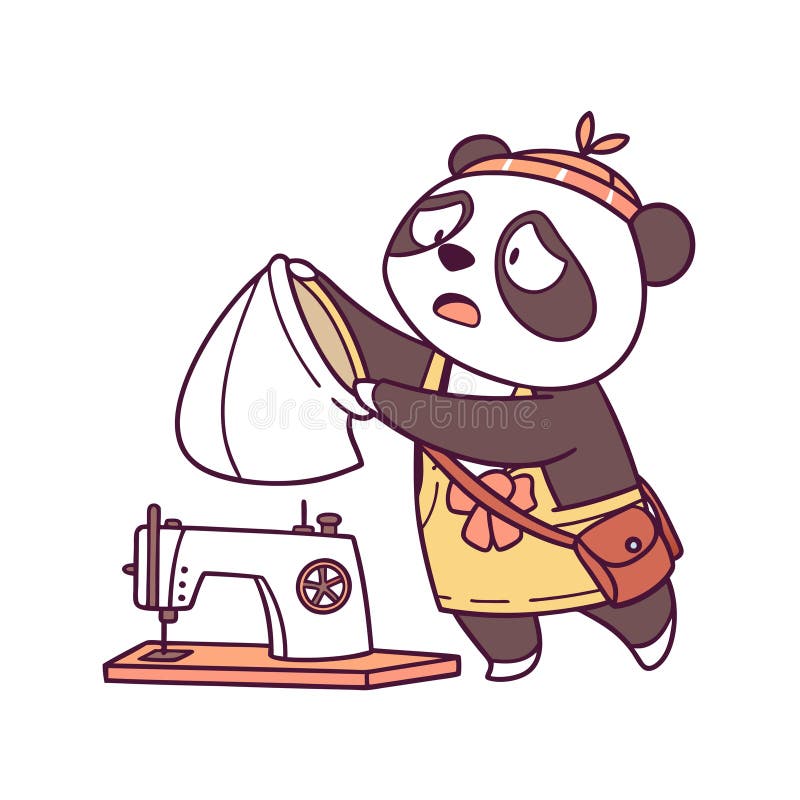 Illustration of Lightheaded Panda Sewing Stock Illustration ...