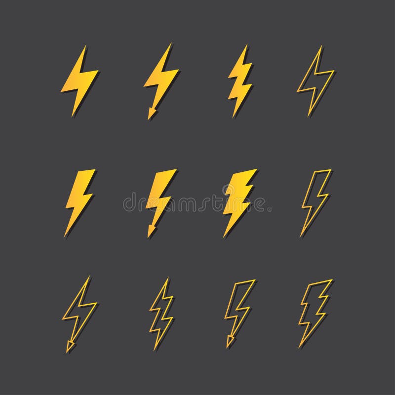 Illustration of Lightning Icon Set Stock Vector - Illustration of ...