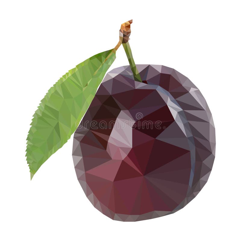 Purple plum. Low Poly. stock illustration. Illustration of lime - 177312100