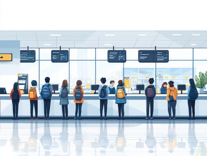 An Illustration of a Line of Customers Waiting for Service, Showcasing ...