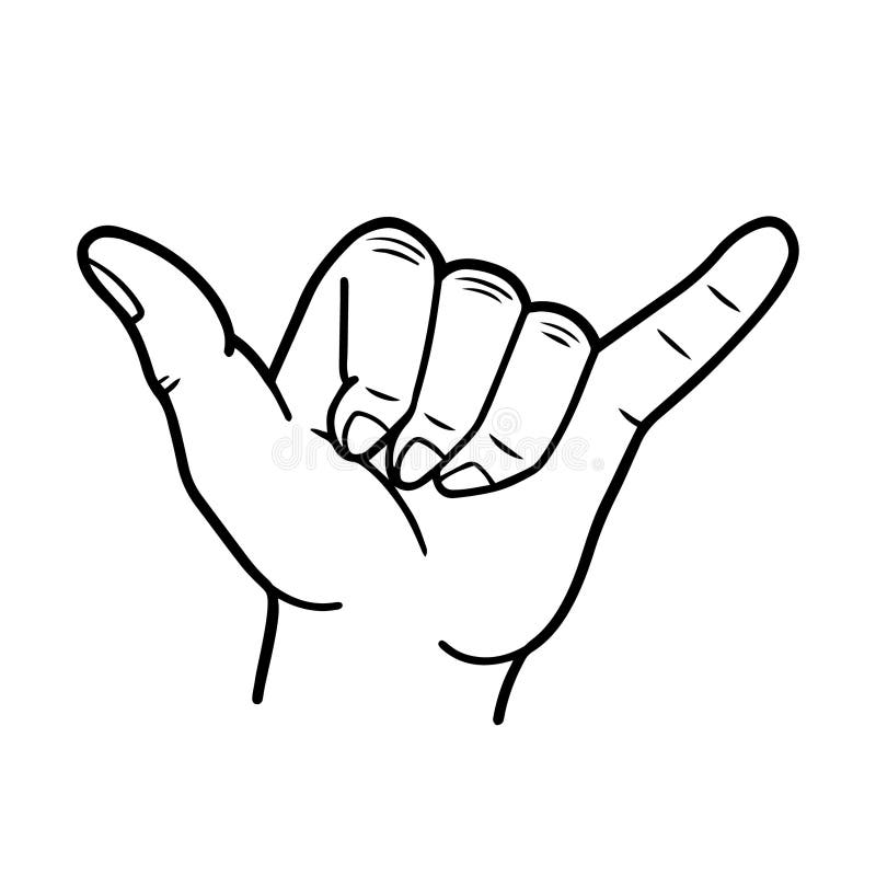 Illustration of a Linear Shaka Gesture. Vector. Stock Illustration ...