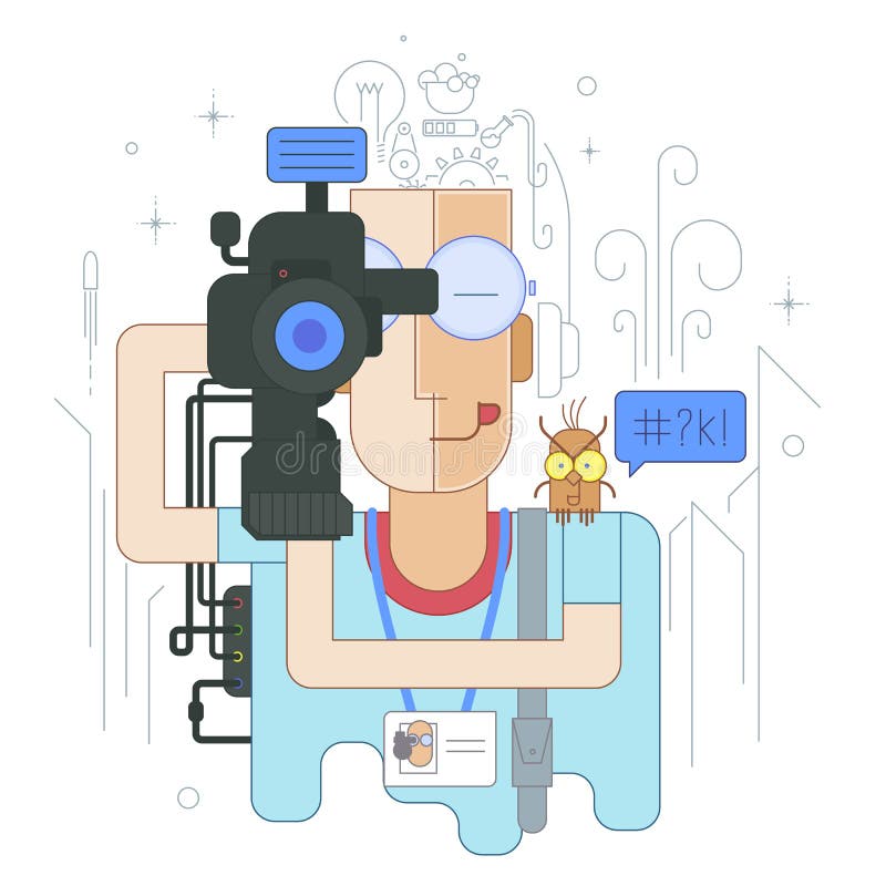 Illustration Lineart Abstract Operator with Bird Stock Vector ...