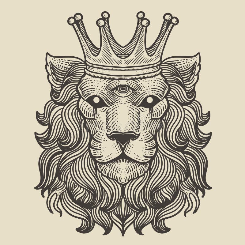 Illustration Lion King Three Eyes on Black Background Stock Vector ...