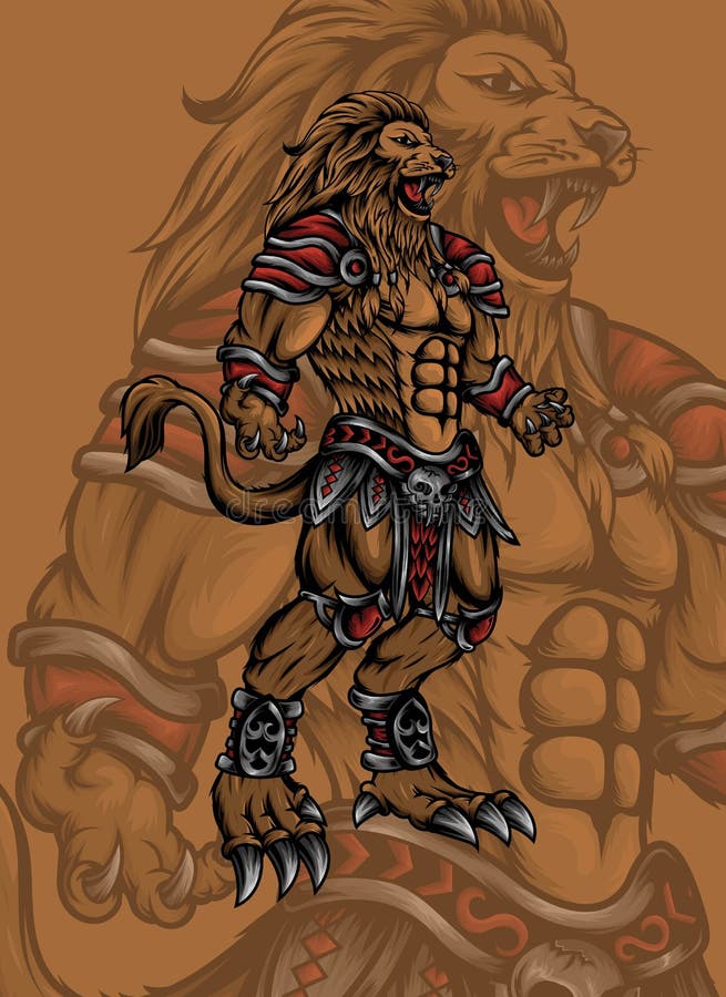 Lion Monster Standing Vector Illustration Stock Vector - Illustration ...