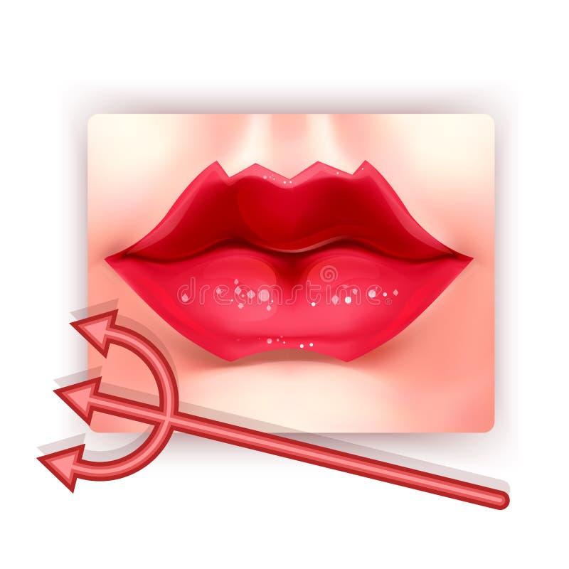 Realistic Illustration of Lips of the Devil. Red Lips, Vector Art ...