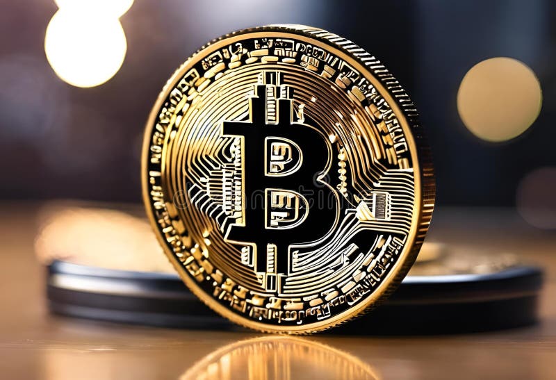 An Illustration of a Lit Bitcoin Sitting on a Table Stock Illustration ...