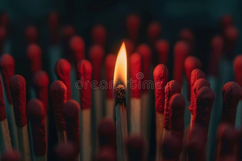 Illustration of a Lit Match among Extinguished Matches Stock ...