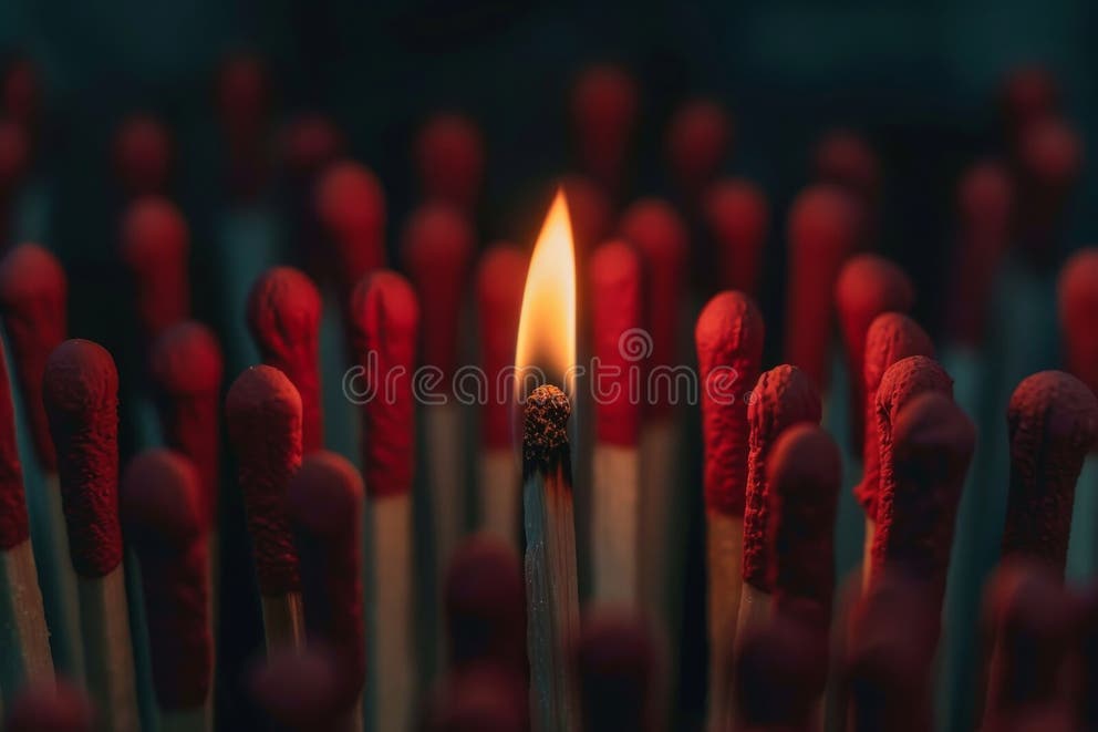 Illustration of a Lit Match among Extinguished Matches Stock ...
