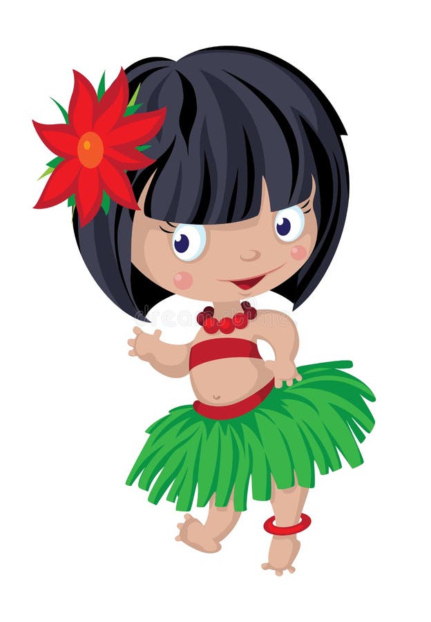 Little Hula Girl cartoon stock vector. Illustration of party - 33243440