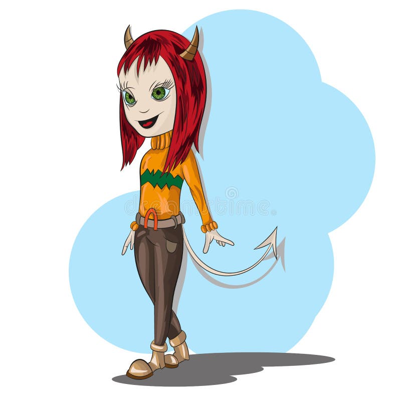 Illustration of Little Devil Little Girl Stock Vector - Illustration of ...