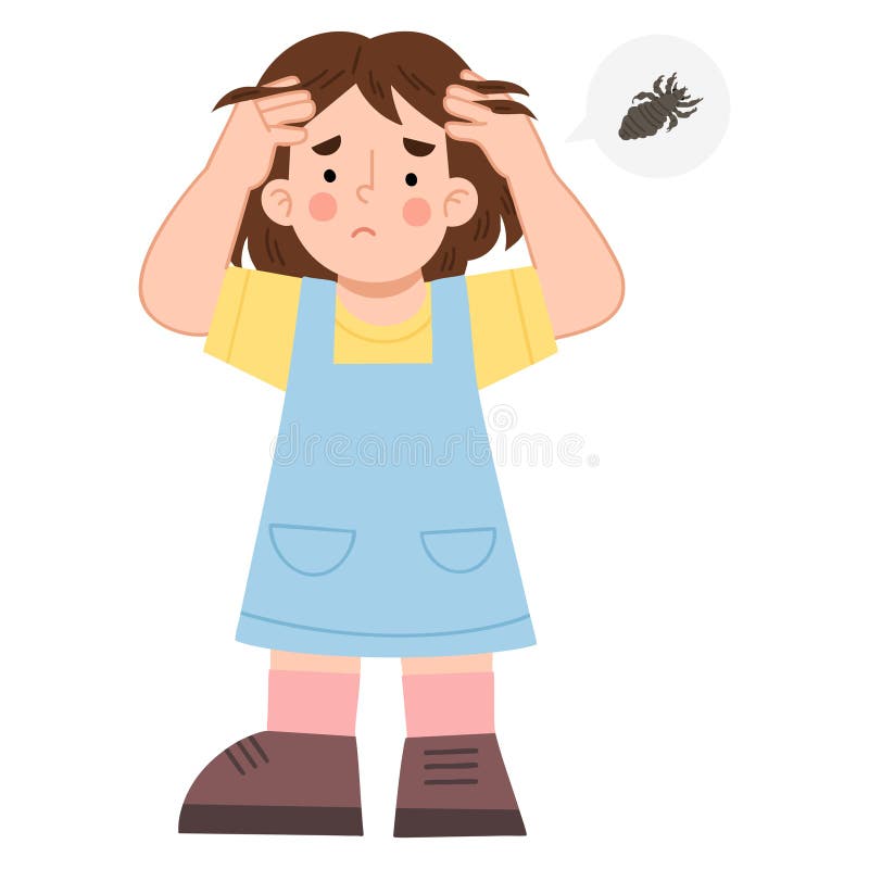 Illustration of a Little Girl with Head Lice Stock Vector ...