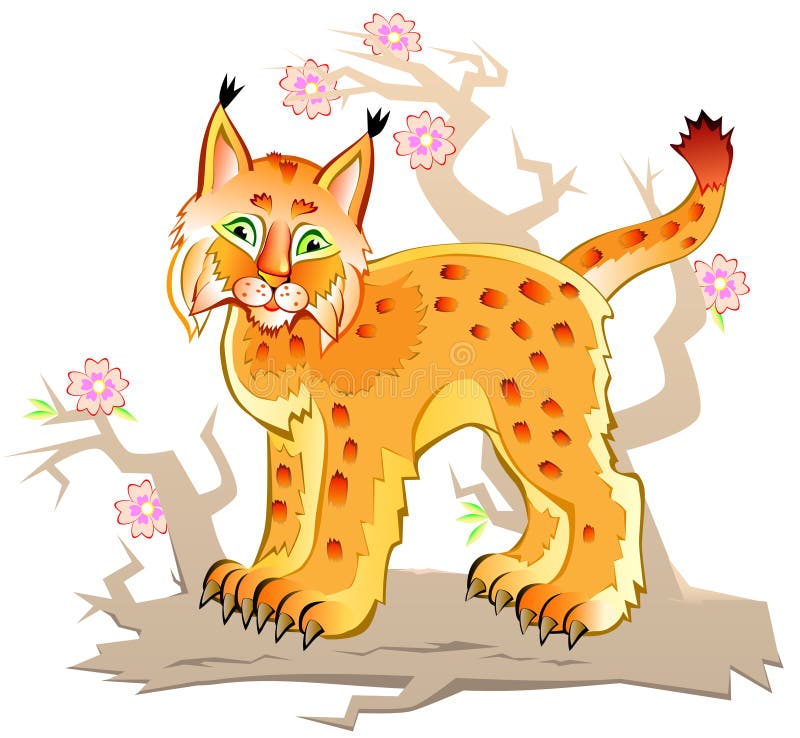 Happy Little Lynx Vector Graphic Illustration Stock Vector ...