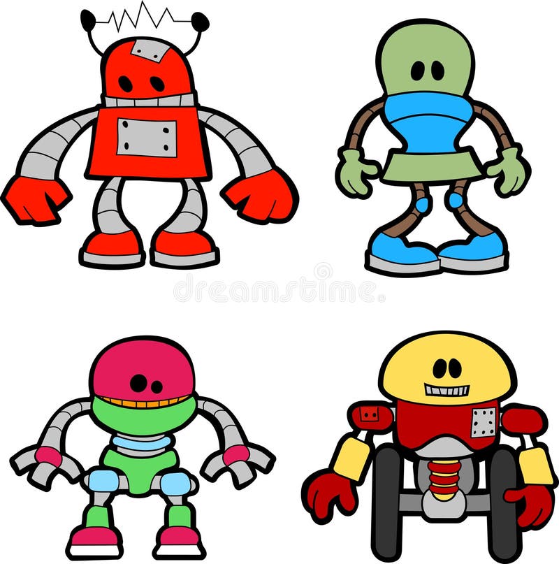 Illustration of Little Robots Stock Vector - Illustration of mechanical ...
