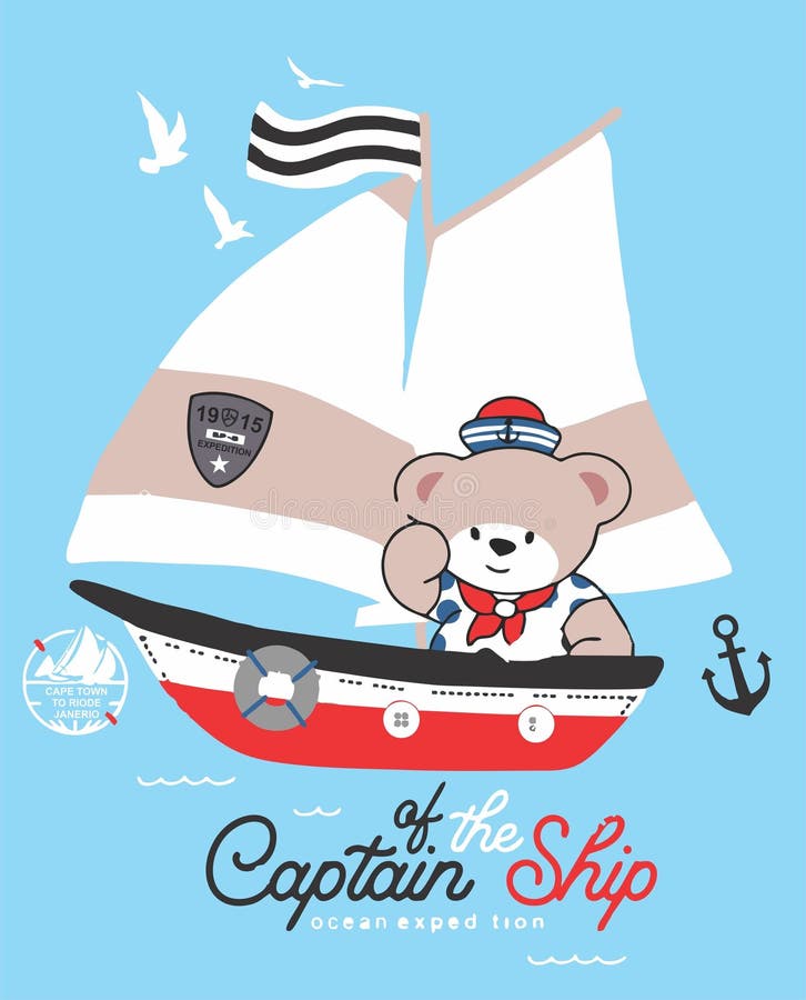 Little Ship Captain Print Vector Art Stock Vector - Illustration of ...