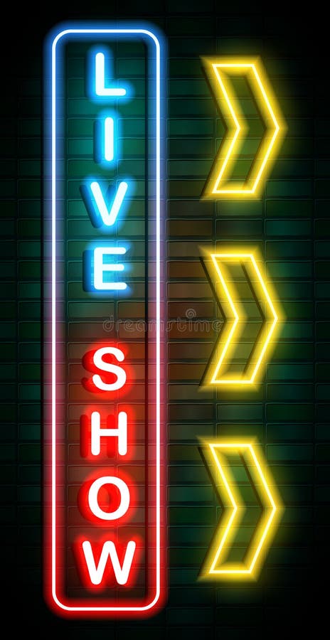Live Show Neon Sign on Brick Wall Stock Vector - Illustration of club ...