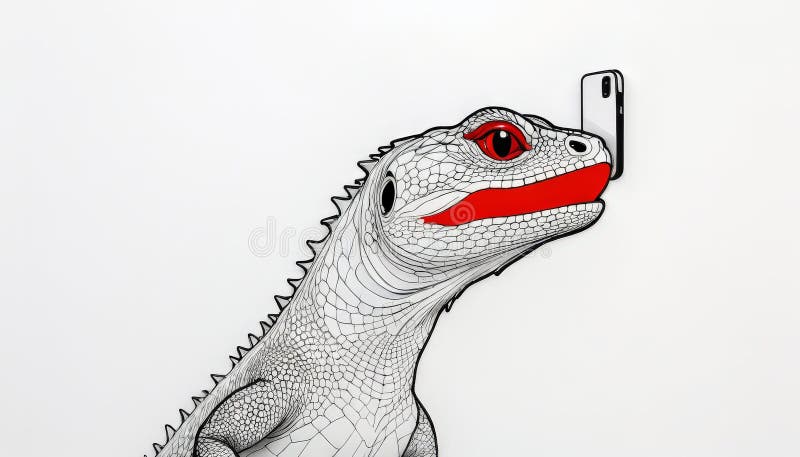 Illustration of a Lizard Using a Smartphone Stock Illustration ...