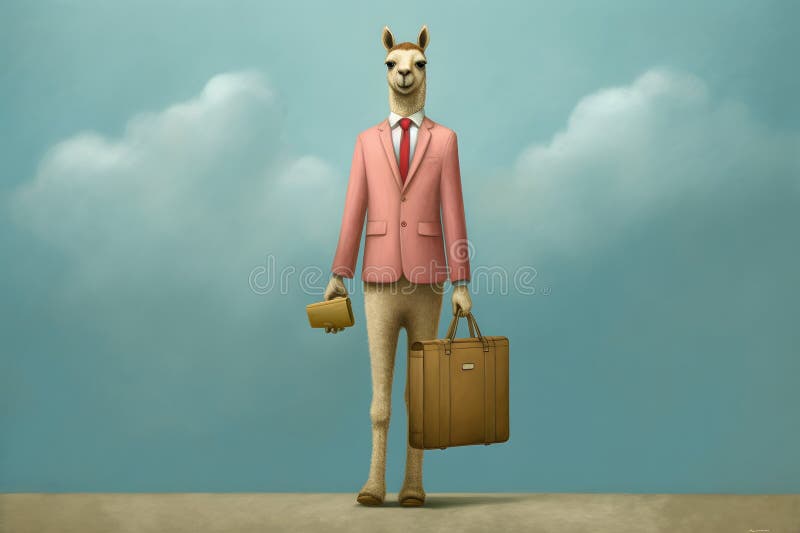 Illustration of a Llama Corporate Employee in a Suit with a Case on a ...