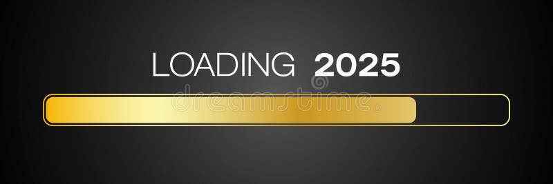 Illustration of a Loading Bar in Gold with the Message Loading 2025 ...