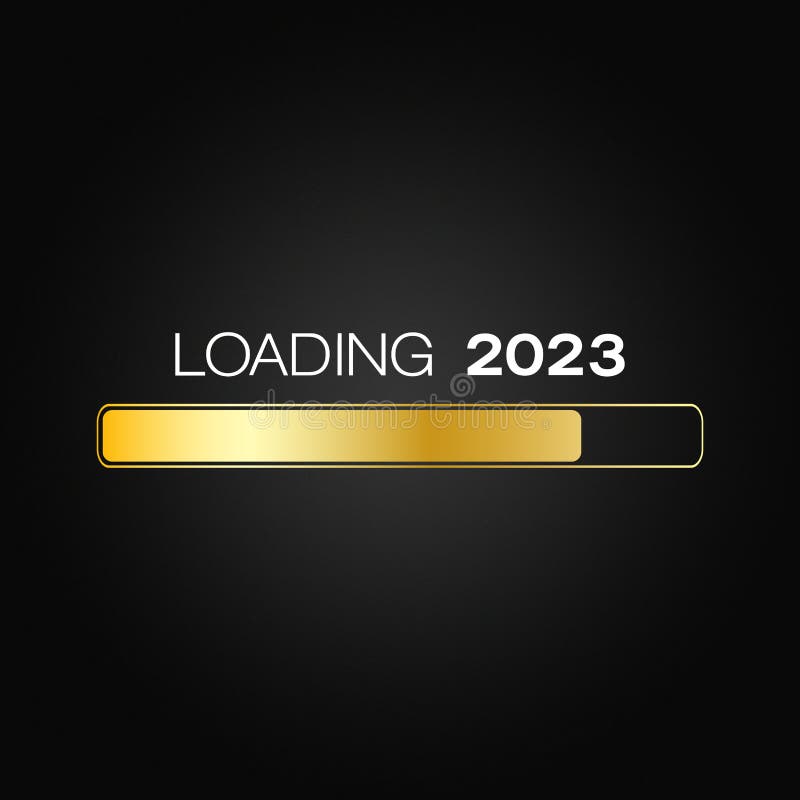 Illustration of a Loading Bar in Gold with the Message Loading 2023 ...