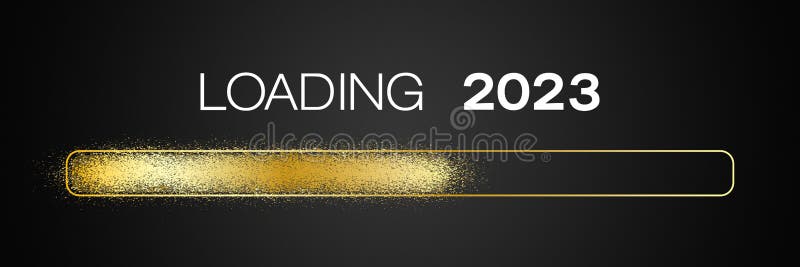 Illustration of a Loading Bar in Gold with the Message Loading 2023 ...